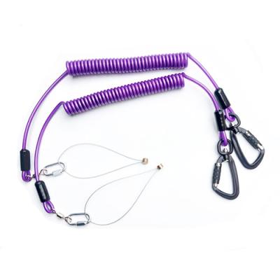 China Purple Nylon Retractable Tool Lanyard 57cm to 2m with Aviation Aluminum Hook for sale