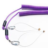 China Purple Nylon Retractable Tool Lanyard 57cm to 2m with Aviation Aluminum Hook for sale