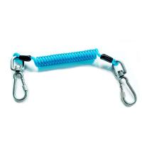 China TPU Coated Steel Wire Fall Protection Lanyard 1.5m Extended Length Light Blue for sale