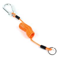 China 1.5m Orange Coil Tool Lanyard 3mm Cord Diameter Stainless Steel Wire TPU Stretched for sale