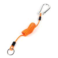 China 1.5m Orange Coil Tool Lanyard 3mm Cord Diameter Stainless Steel Wire TPU Stretched for sale