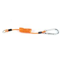 China 1.5m Orange Coil Tool Lanyard 3mm Cord Diameter Stainless Steel Wire TPU Stretched for sale