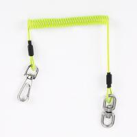 China Clear PU Coated Steel Wire Coil Lanyard 1.2m Tool Safety Spring Leash 0.8mm for sale