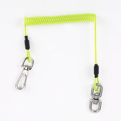 China Clear PU Coated Steel Wire Coil Lanyard 1.2m Tool Safety Spring Leash 0.8mm for sale