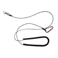 China TPU Coil Key Chain Lanyard 5M Carabiner Hook Spring Clip Strap Black for sale