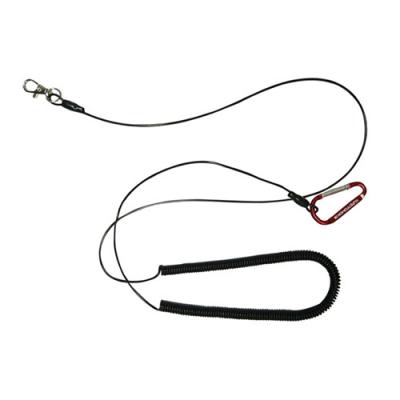 China TPU Coil Key Chain Lanyard 5M Carabiner Hook Spring Clip Strap Black for sale