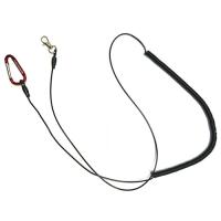 China TPU Coil Key Chain Lanyard 5M Carabiner Hook Spring Clip Strap Black for sale