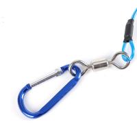 China 5m Full Expanding Stainless Steel Coil Lanyard Blue PU Coated Fishing Rope 2.3mm for sale
