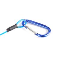 China 5m Full Expanding Stainless Steel Coil Lanyard Blue PU Coated Fishing Rope 2.3mm for sale
