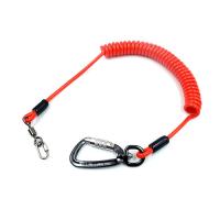 China GREENLIFE 1.5m Fall Proof Steel Coil Lanyard TPU Covered Carabiner Leash 2m Extension for sale