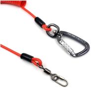 China GREENLIFE 1.5m Fall Proof Steel Coil Lanyard TPU Covered Carabiner Leash 2m Extension for sale