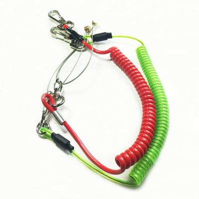 China SS Reinforced 2M Wire Coil Lanyard Stop Drop Tooling 5.0MM for sale