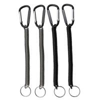China 90 Degree Fishing Coil Lanyard 2.0mm TPU Cord with Aluminum Carabiner and Split Ring for sale