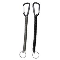 China 90 Degree Fishing Coil Lanyard 2.0mm TPU Cord with Aluminum Carabiner and Split Ring for sale