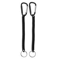 China 90 Degree Fishing Coil Lanyard 2.0mm TPU Cord with Aluminum Carabiner and Split Ring for sale