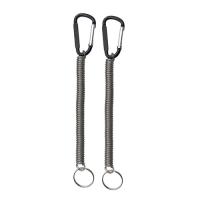 China 90 Degree Fishing Coil Lanyard 2.0mm TPU Cord with Aluminum Carabiner and Split Ring for sale