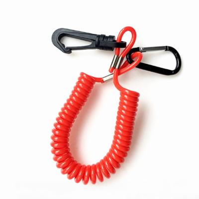 China TPU 1.8M Extending Key Coil Chain Red Plastic Carabiner Clip On 3.0MM Cord for sale