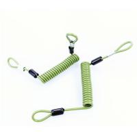 China Custom Army Green TPU Coated Wire Coil Lanyard Anti Theft Alarming Rope 0.8mm 100mm for sale