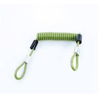 China Custom Army Green TPU Coated Wire Coil Lanyard Anti Theft Alarming Rope 0.8mm 100mm for sale