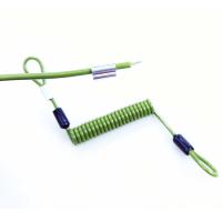 China Custom Army Green TPU Coated Wire Coil Lanyard Anti Theft Alarming Rope 0.8mm 100mm for sale