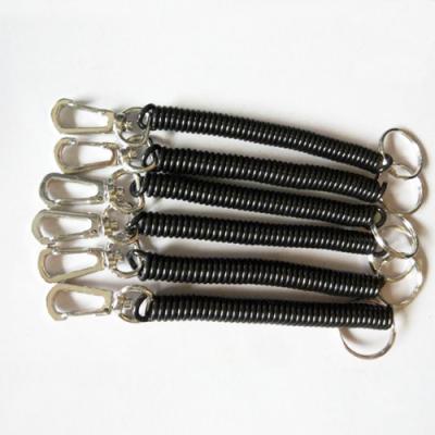 China Plastic Spiral Expandable Coil Lanyard Coiled Key Lanyard With Press In Hook / Split Ring for sale