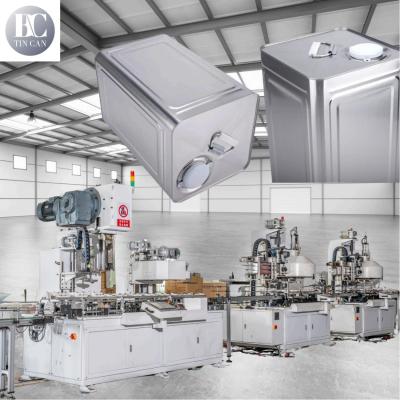 China Thinner Coating Square Tin Can Making Machine 30cpm Chemical Empty Cans Package Production Line for sale