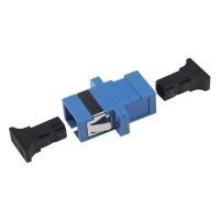 China Blue SC UPC SX Fibre Optic Adaptor With Flange Black Dust Cap for sale