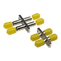 China Fiber Optic ST Adapter Low Insertion Loss Duplex Metal Adapter With Yellow Cap for sale
