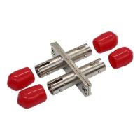 China Fiber Optic ST Adapter Low Insertion Loss Duplex Metal Adapter With Yellow Cap for sale