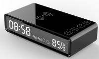 China 10000mAh wireless power bank with Alarm Clock, showing temperature, time, alarm and capacity level for sale