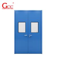 China Airtight Stainless Steel Clean Door Double Swing Cleanroom Door with Viewing Window for sale
