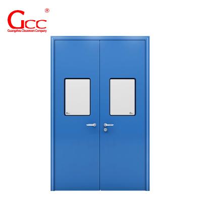China Airtight Stainless Steel Clean Door Double Swing Cleanroom Door with Viewing Window for sale