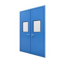 China Airtight Stainless Steel Clean Door Double Swing Cleanroom Door with Viewing Window for sale