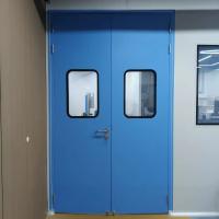 China Airtight Stainless Steel Clean Door Double Swing Cleanroom Door with Viewing Window for sale