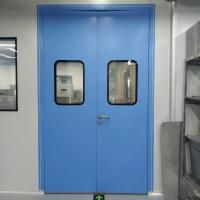 China Airtight Stainless Steel Clean Door Double Swing Cleanroom Door with Viewing Window for sale