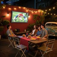 China 4K Ultra HD Visuals And 3D Surround Sound Outdoor IP55 Weatherproof TV For Partial Sun With Compatible Wall Mount for sale