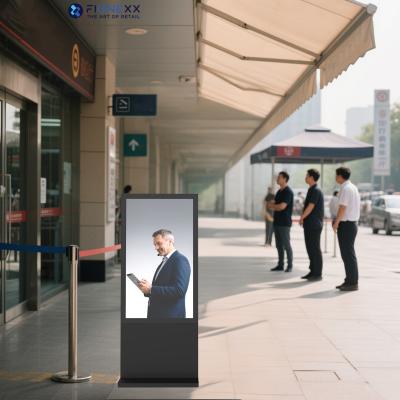 China Black Android Outdoor Fanless Vertical Digital Totem Customized Material Outdoor Display Screen Outdoor Digital Signage for sale
