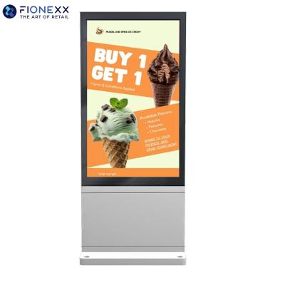 China 49 inch Silver Windows Outdoor Fanless Vertical Digital Totem for sale