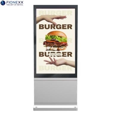 China Outdoor Durable Advertising Display Screen Streamlined Enclosure Outdoor Digital Totem 86inch Wide Viewing Angle for sale