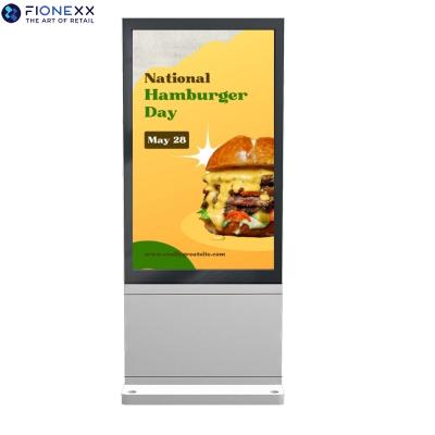 China 49 Inch Silver Android Outdoor Durable Advertising Display Screen Outdoor Fanless Vertical Digital Totem for sale