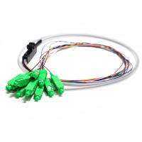 China SC APC 12core Fanout Fiber Optic Pigtail SM Simplex 1.5M Optical Fiber Pigtail /Planar Lightwave Circuit splitter for sale