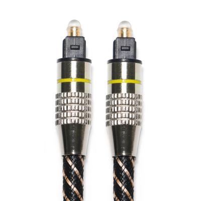 China Yellow TOSLINK Optical Audio Cable Nylon Braided OD4.0 Metal Plated Connector for sale