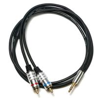 China Factory oulet RCA 3.5MM Audio Cable Red Blue Rim PCV Cover Plated Alloy For CD TV Soundbar for sale