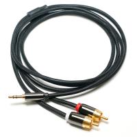 China RCA 3.5MM Digital Audio Cable 2/1 Knit Rope Plated Golden Port For Soundbar Car Audio for sale