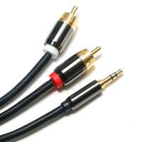 China RCA 3.5MM Digital Audio Cable 2/1 Knit Rope Plated Golden Port For Soundbar Car Audio for sale