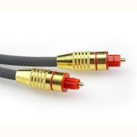China Toslink Digital Optical Fiber Cable Woven Net Plated Gold Shell Red Port 1.2M 2M 3M for soundbar for sale