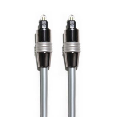China Toslink Cable Optical Fiber  OD5.0 Silver Rope Plated Aluminum Ink Black Shell For Amplifier Soundbar 1.5M 3M 5M for sale