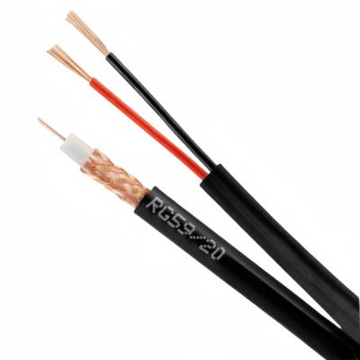 China RG59 RG6 Siamese Coaxial Cable LSZH 100m CCS CCA for CCTV Video Power for sale