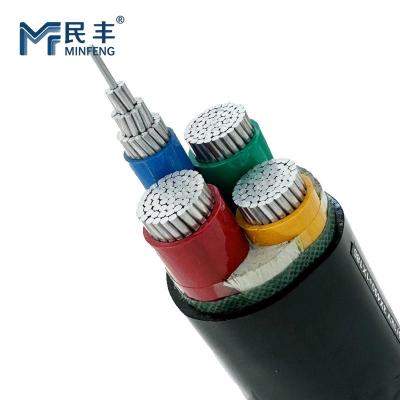 China 4 Core PVC Insulated Power Cable 1kV 0.6kV Oxygen Free Aluminum Conductor 3x400 1x185 for sale
