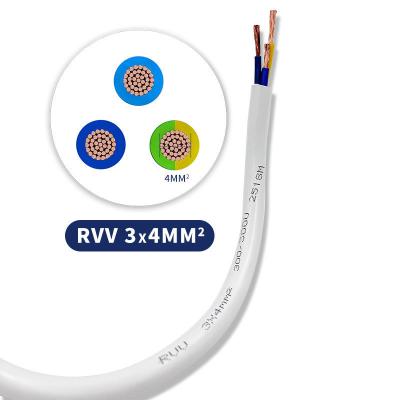 China 3 Cores 4mm Flexible RVV Power Cable H05VV-F 300/500V Stranded CCA Conductor PVC Insulated Electrical Wire for sale